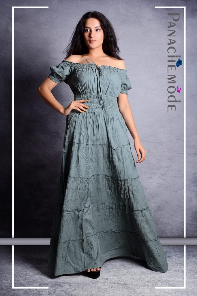 Buy Women Off Shoulder Tiered Grey Dresses Online Australia